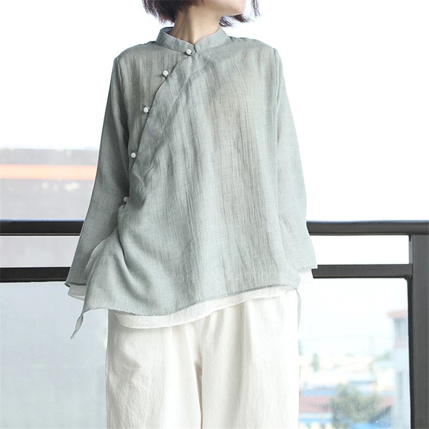Blusa-China-Retro-para-mujer-camisa-oblicua-Vintage-tradicional-Tops ...