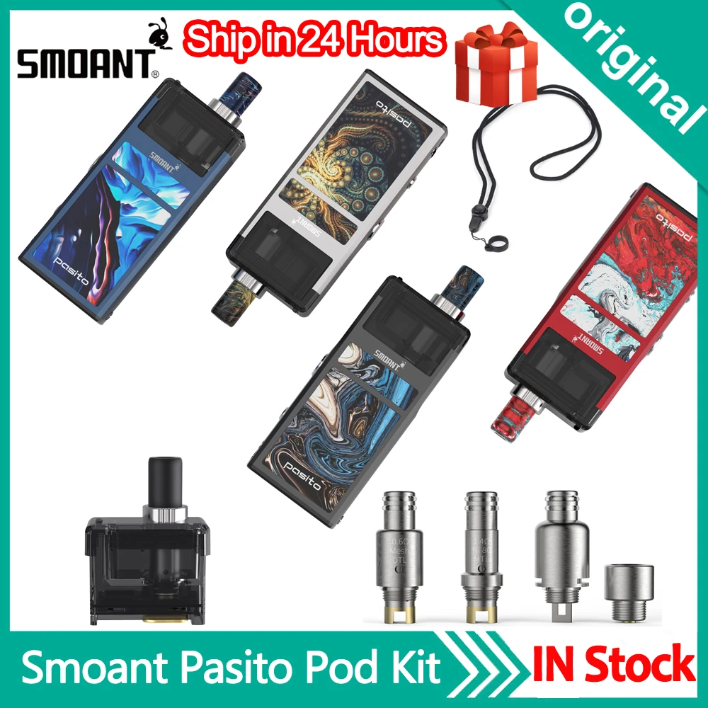 Original Smoant Pasito Pod Vape Kit Mtl & Dtl Rba Coil Vaporizer With ...