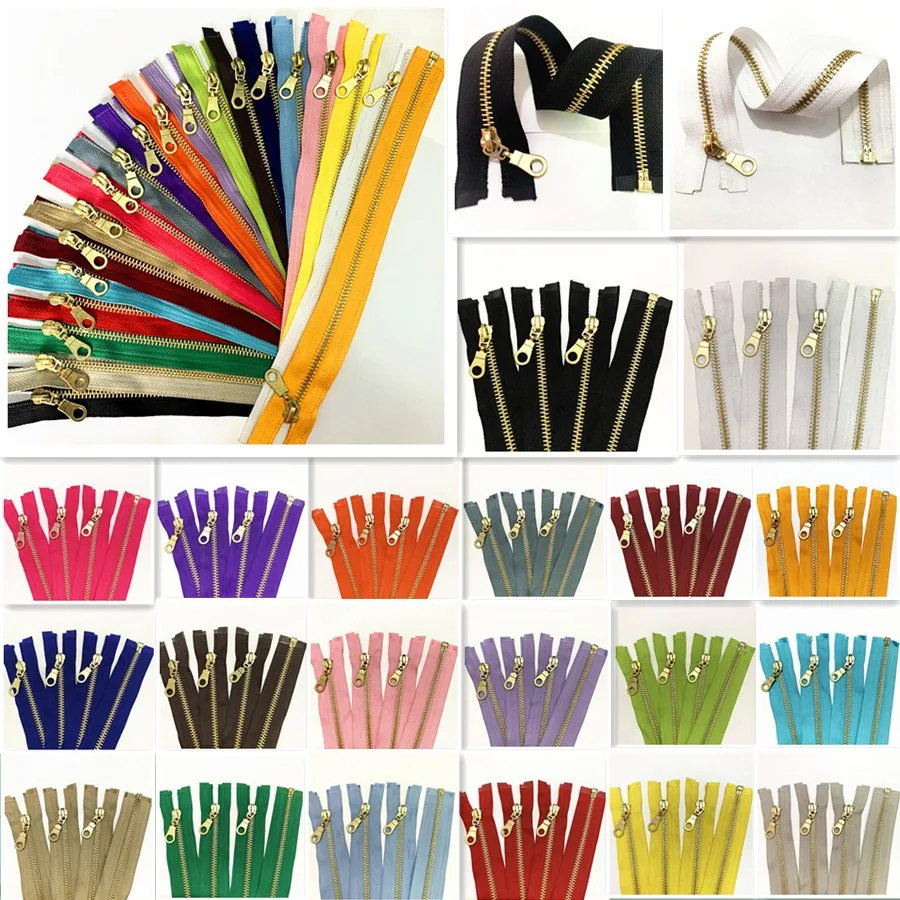 Set-of-2-Pieces-5-30-60cm-Brass-Metal-Separate-Open-Tail-Zippers-In ...