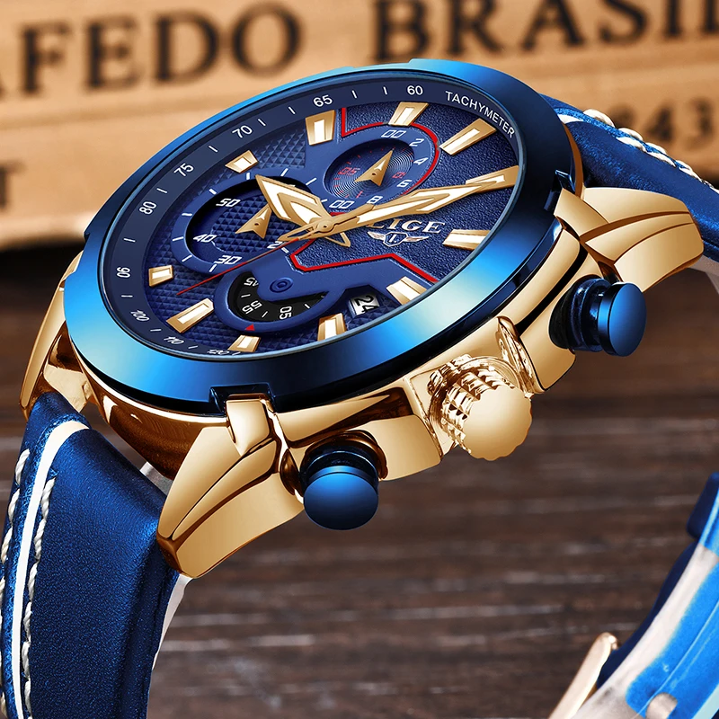 2019 Fashion Blue Men Watch LIGE Top Luxury Brand Wrist Watch Man ...