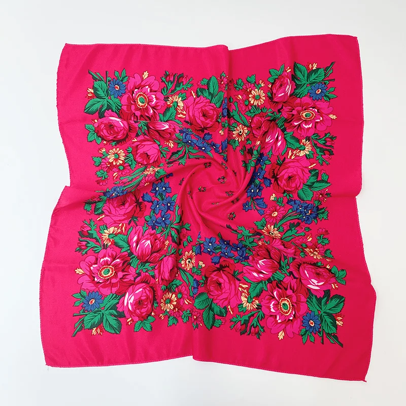 Women Square National Scarf 70*70cm Russian Retro Floral Print Head ...