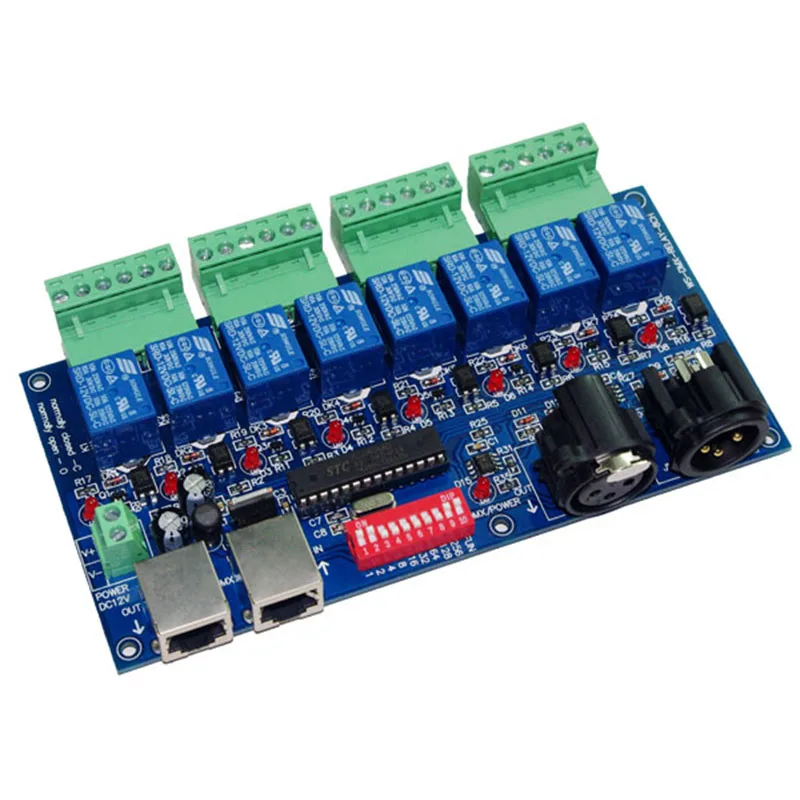 8 channe Relay switch dmx512 Controller, relay output,DMX512 relay ...