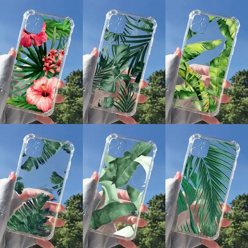 green leaf Phone Case Transparent for Clear iPhone 11 12 8 7 6 6S XS ...