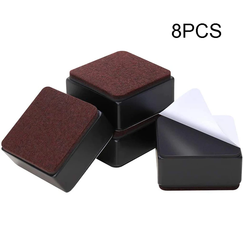 8pcs Metal Furniture Feet Leg Bed Risers Heightening Pads Square Round ...