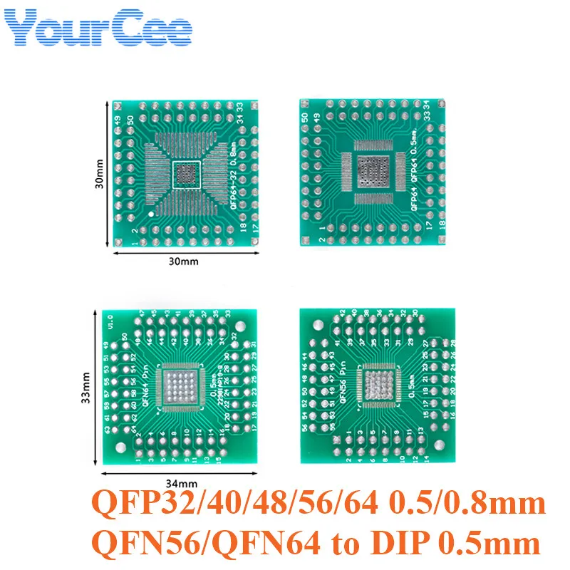 10pcs Qfn56 Qfn64 Qfp32 Qfp40 Qfp48 Qfp56 Qfp64 Adapter Board Converter Plate Pinboard Patch To ...