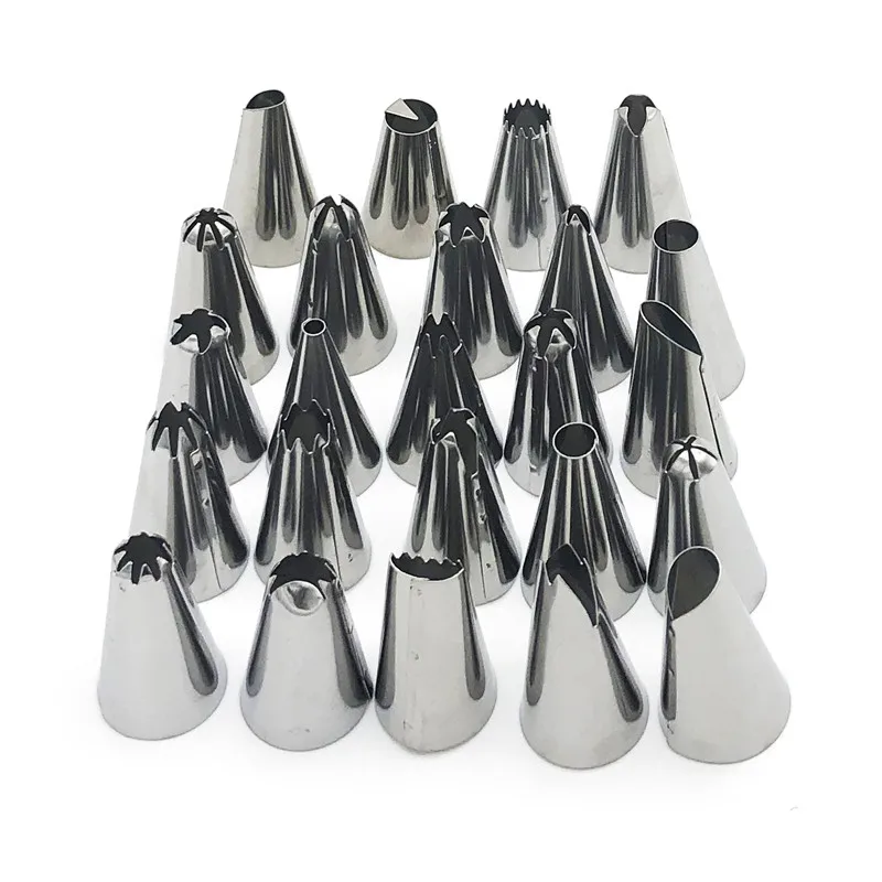 24Pcs-set-Cake-Decorating-Large-Stainless-steel-Icing-Piping-Nozzles-Pastry-Tips-Set-Fondant ...