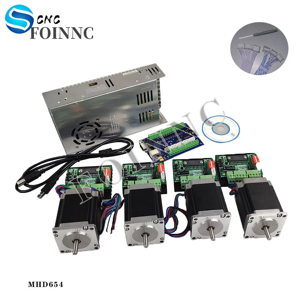 4-axis-mach3-controller-kit-CNC-kit-Nema23-76mm-3A-stepping-motor-CNC-4 ...