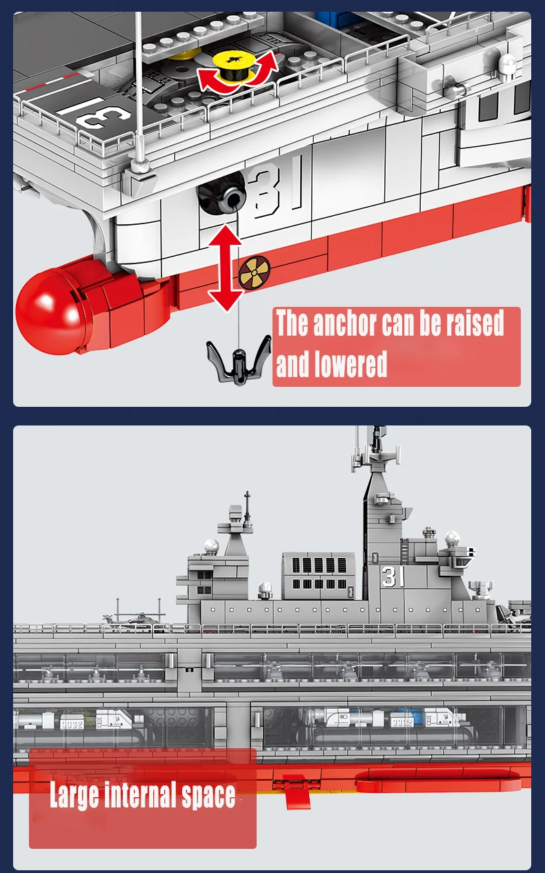 New MOC Militarys War Amphibious Assault Ship Model Bricks Type 075 ...