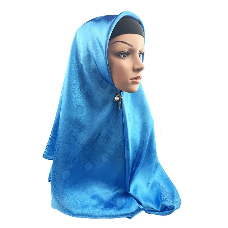Foulard Jacquard musulman positionnement foulard en Satin motif à pois ...