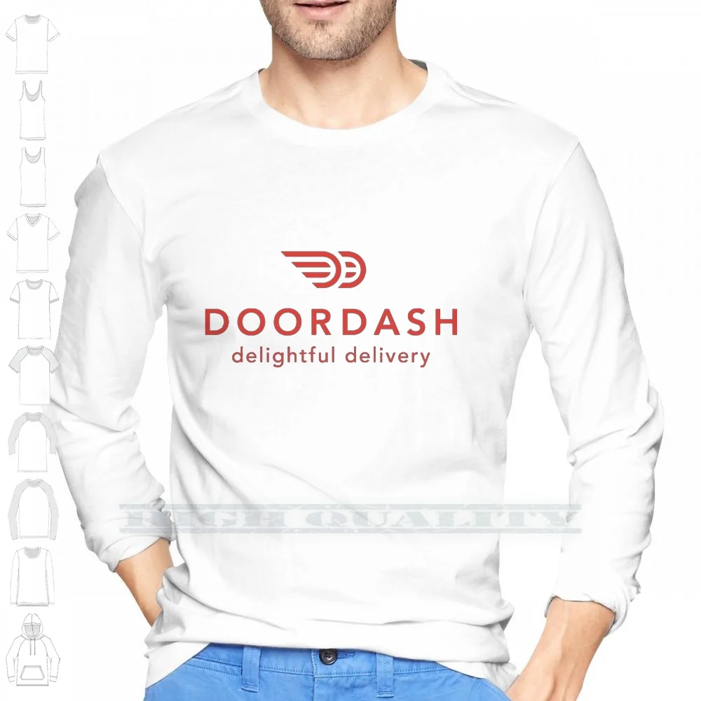 Doordash Unisex Delivery Uniform 100% Cotton Long Sleeve T Shirt ...