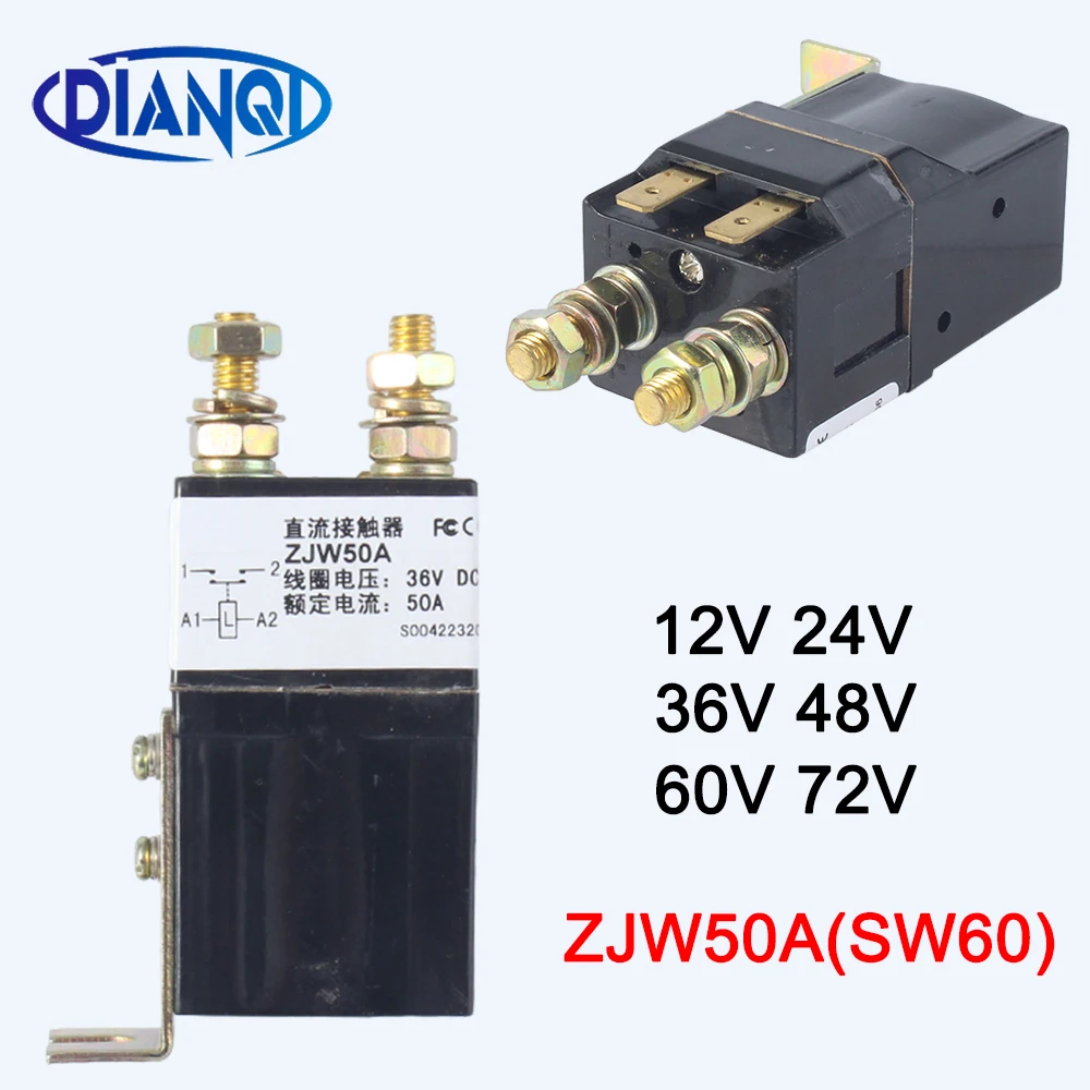 SW60 1NO (normally open) 12V 24V 36V 48V 60V 72V 50A DC Contactor ...