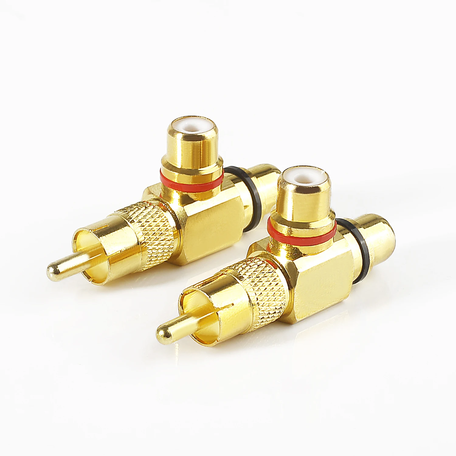 1pc-for-Gold-Plated-RCA-Male-to-2-Female-RCA-Splitter-Adapter-AV-Video ...