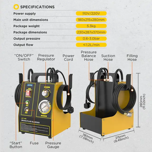 AUTOOL AST605 Car Pulsating Brake Oil Changer Single Clutch Slave Cylinders Brake Extractor Oil ...