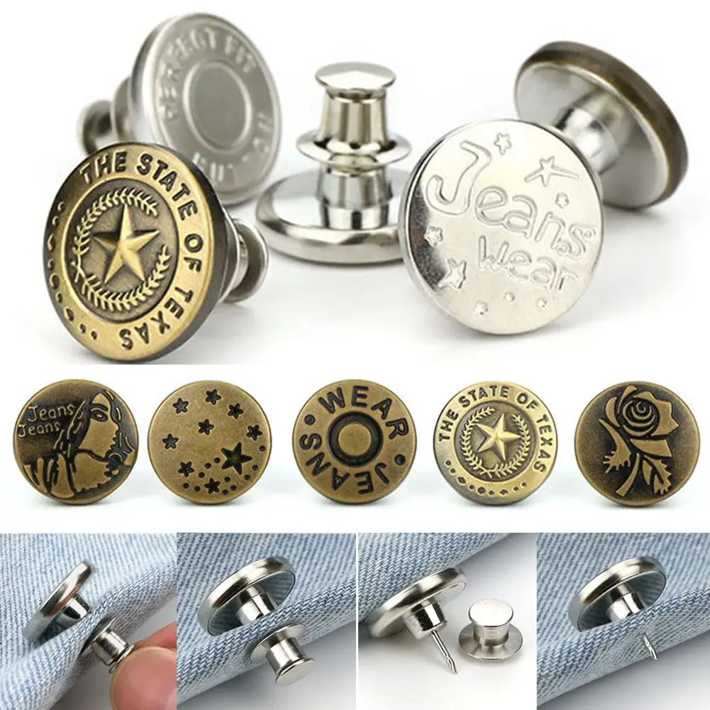 2sets Snap Fastener Metal Pants Buttons For Clothing Jeans Pants Waist ...