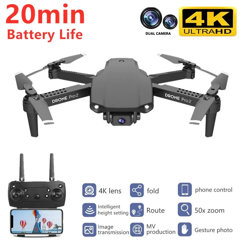 Dron plegable profesional 4K RC 2,4G 20 minutos 6 ejes Gyro 4K WIFI FPV ...