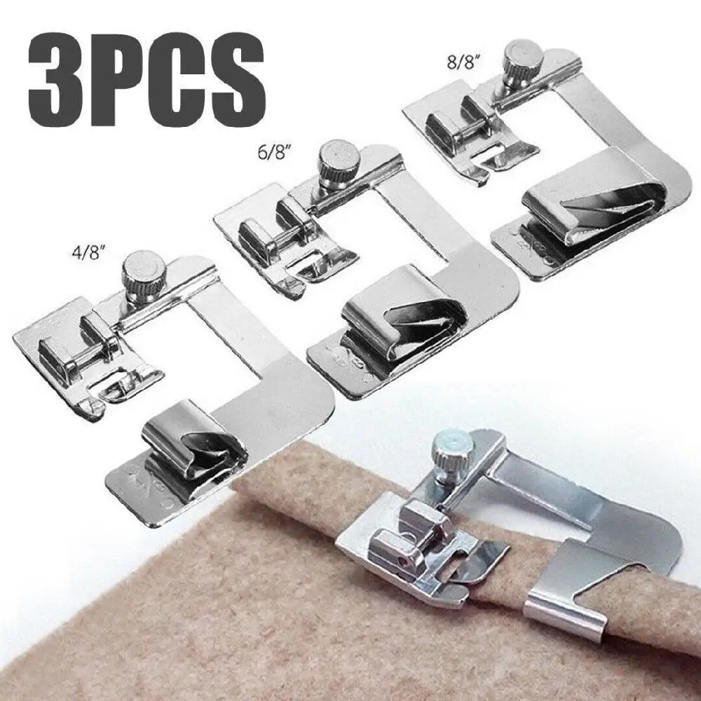 3 Sizes Wide Rolled Hem Pressure Foot Sewing Machine Presser Foot ...