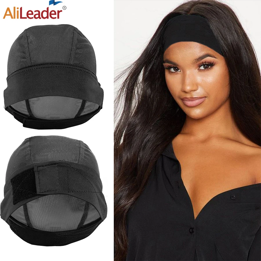 Bonnet de perruque en maille élastique, bonnet de tissage avec bandeau ...