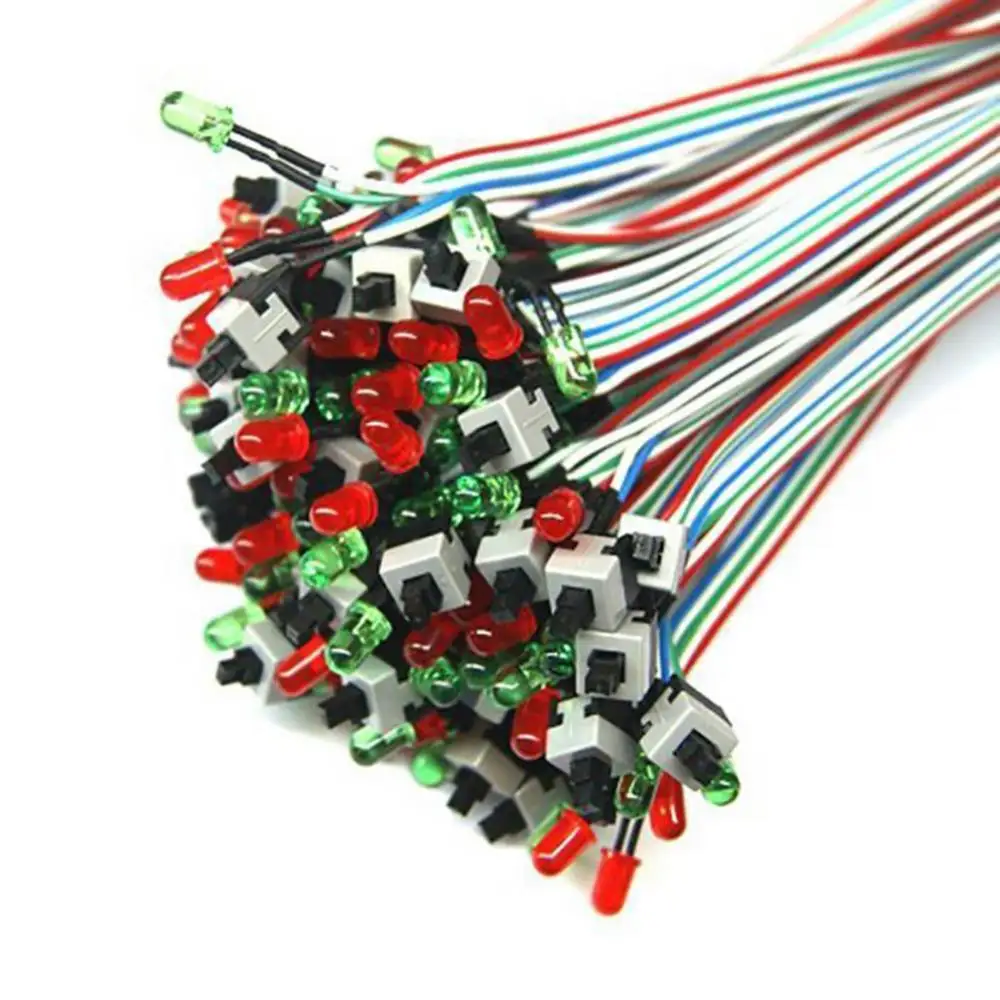 50cm-Computer-On-Off-Reset-2-Switch-LED-Light-PC-Computer-Reset ...