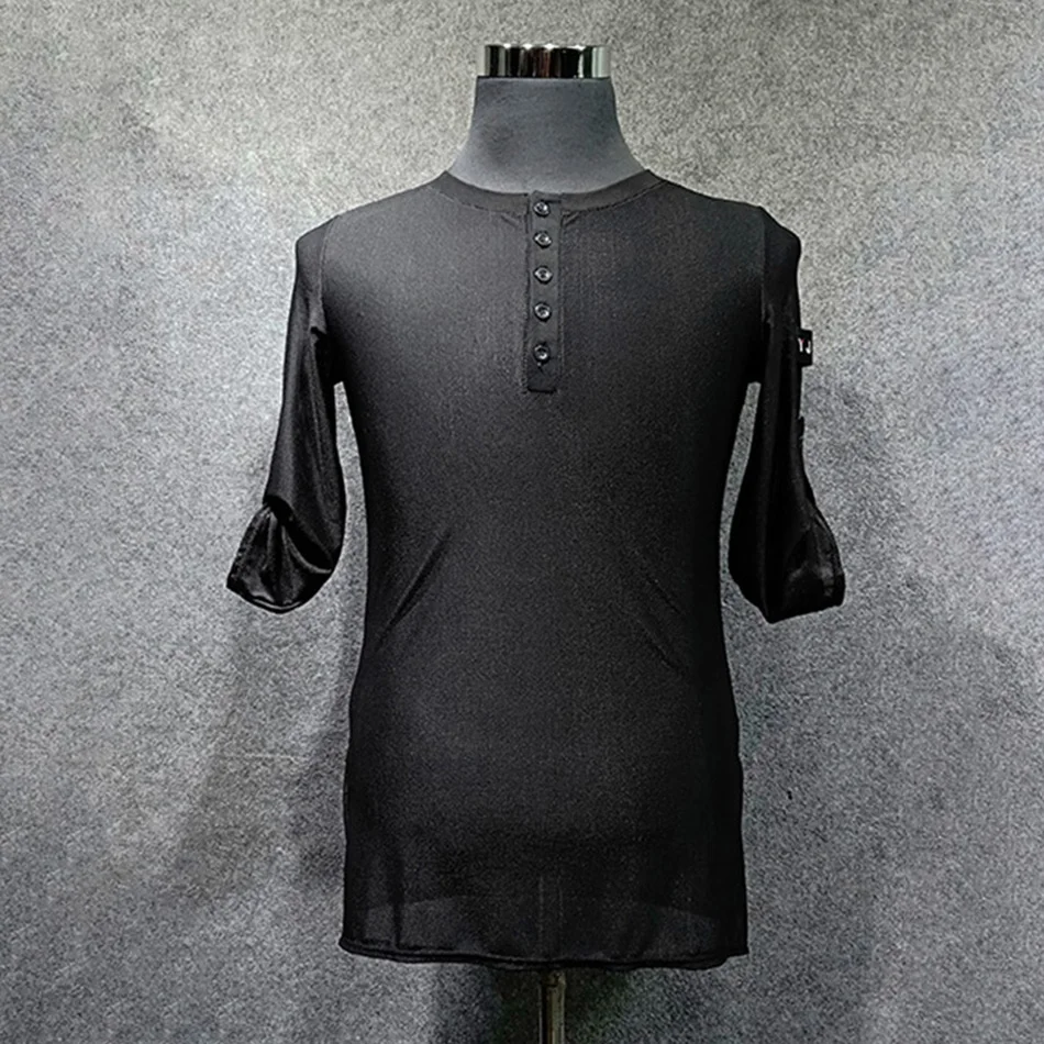 Male Latin Dance Dress Half Sleeve Latin Dance Tops For Man Ballroom ...