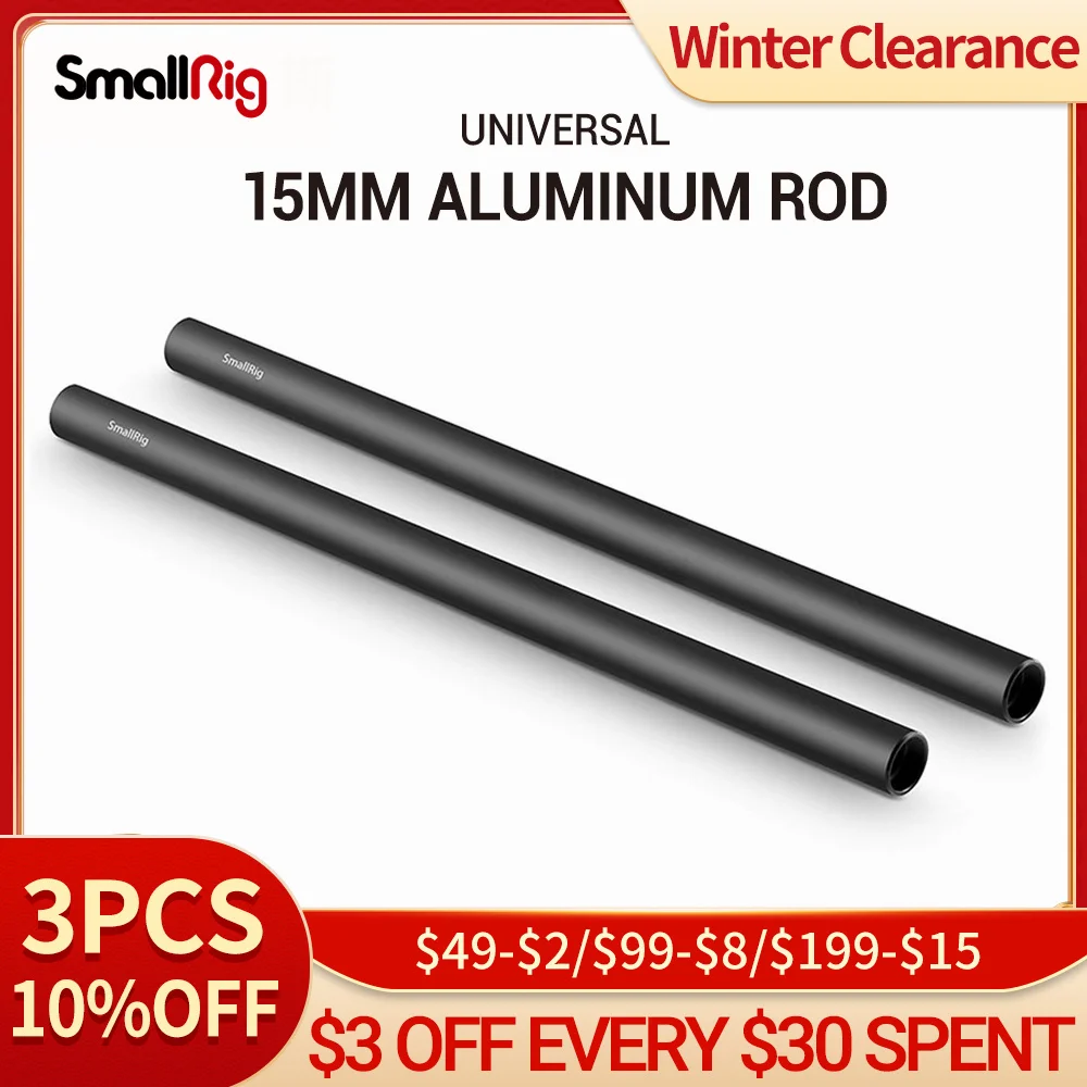 SmallRig 2PCS 15mm Aluminum Alloy Rods 30cm / 12inch Long for Dslr ...