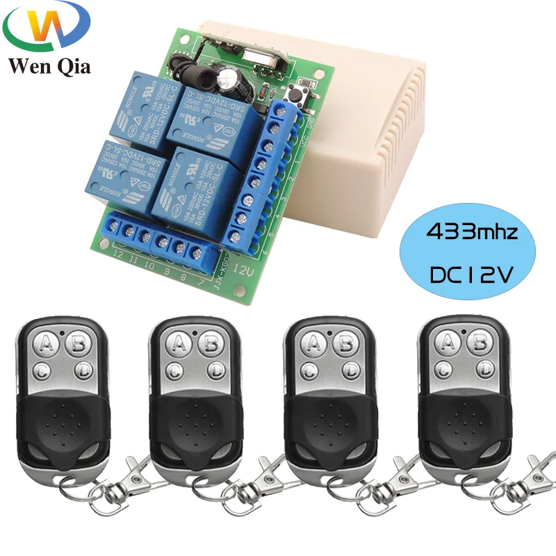 433Mhz-Universal-Wireless-Remote-Control-Switch-DC12V-4CH-Relay ...