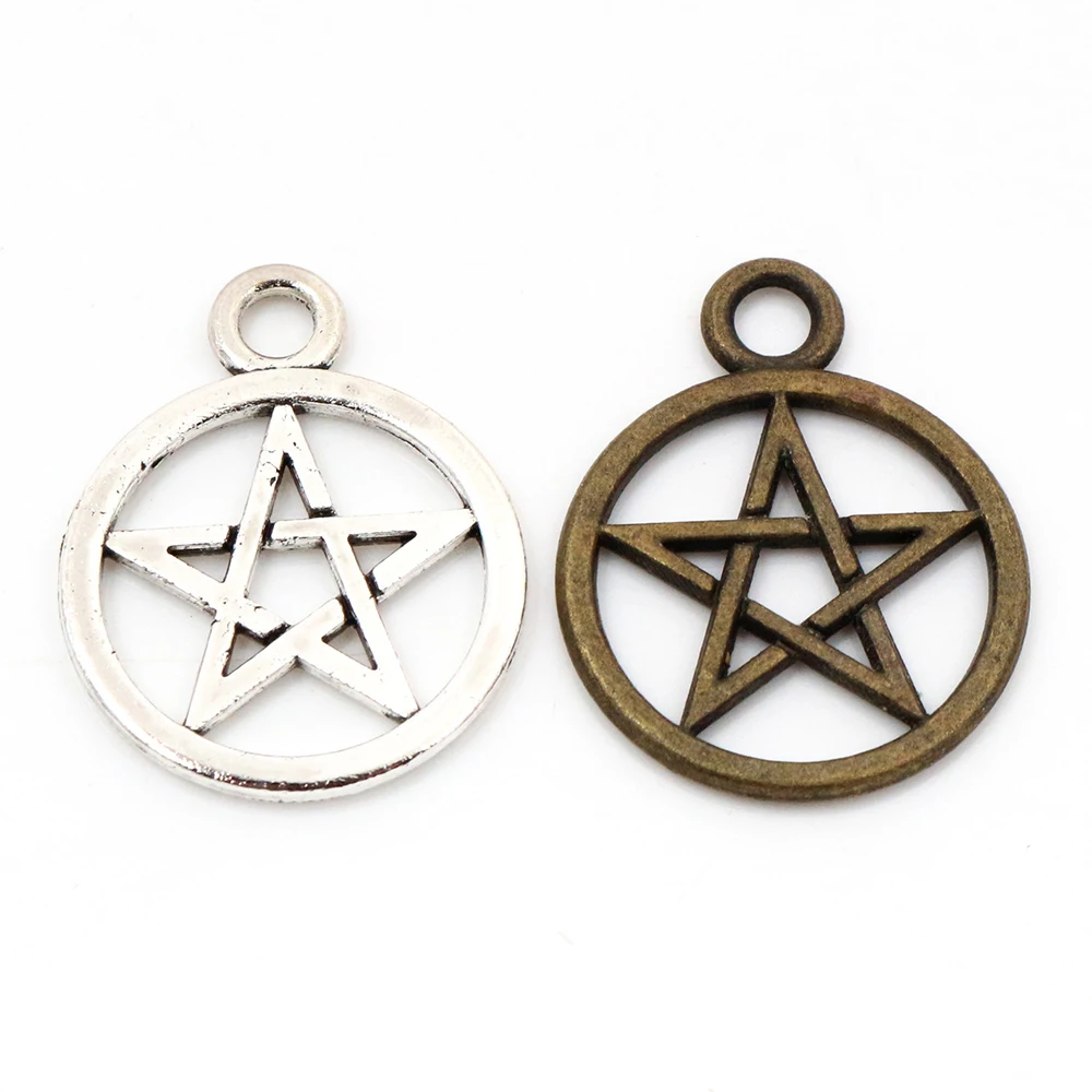 25x20mm 15pcs Antique Silver Plated and Bronze Plated Five-Pointed Star ...
