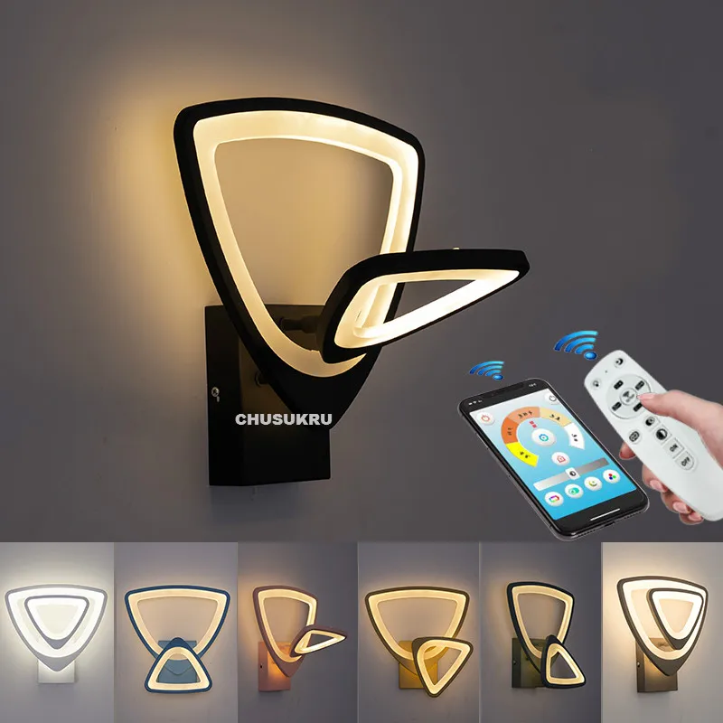 Led Nordic simple modern wall lamp bedroom bedside rotary dimming ...