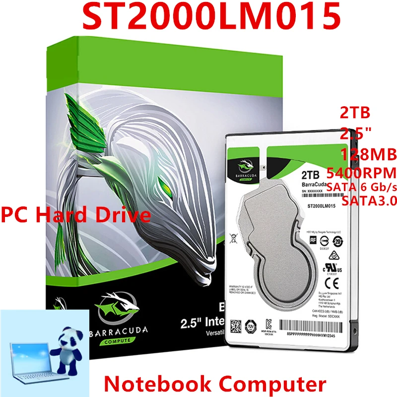 Original HDD For Seagate BarraCuda 2TB 2.5" SATA 6 Gb/s 128MB 5400RPM ...