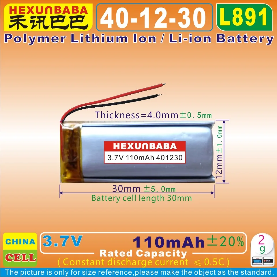 10pcs [l891] 3.7v 110mah [401230] Polymer Li-ion Battery For Tws ...