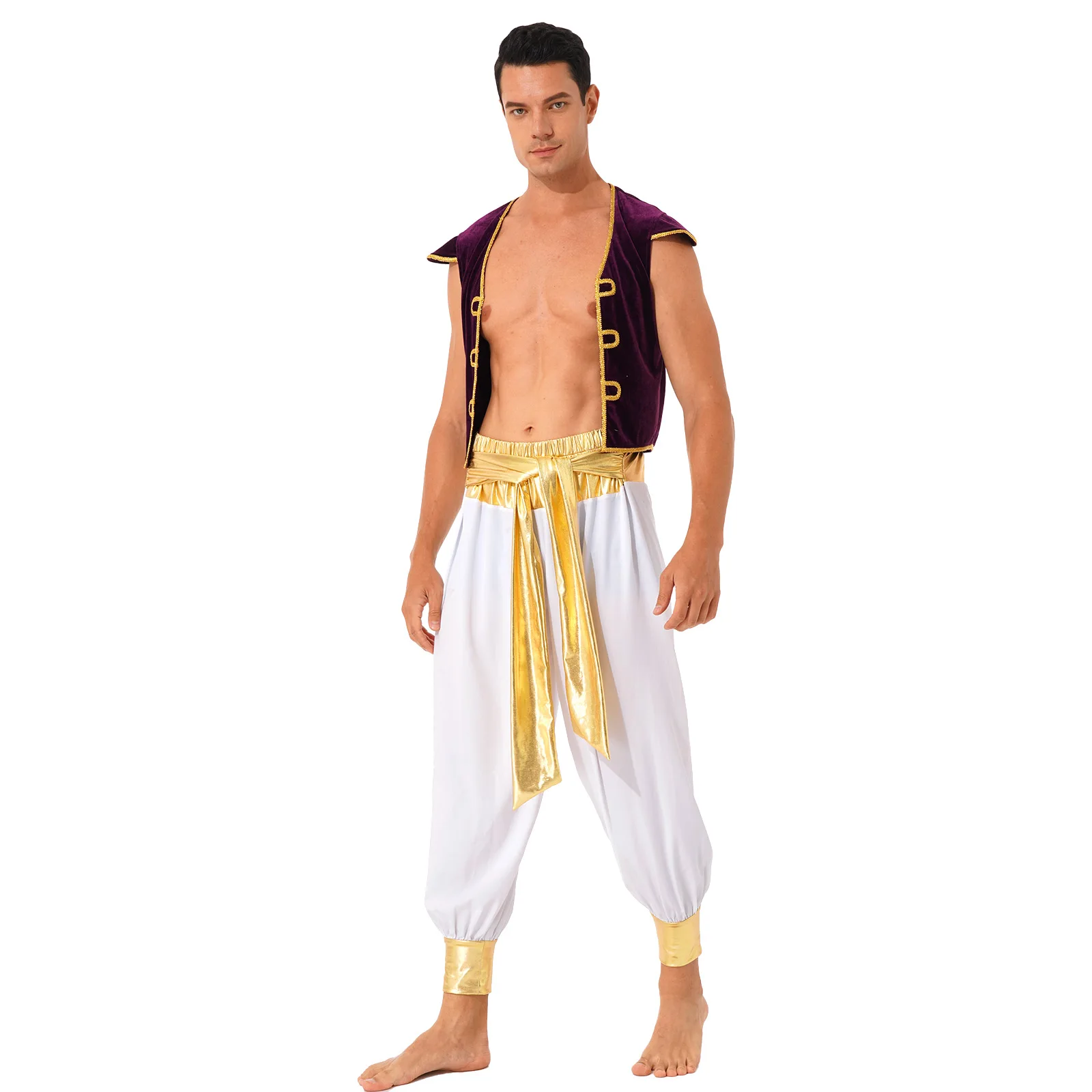 Adult Arab Prince Costume Mens Persian Arabian Halloween Role Play Vest ...