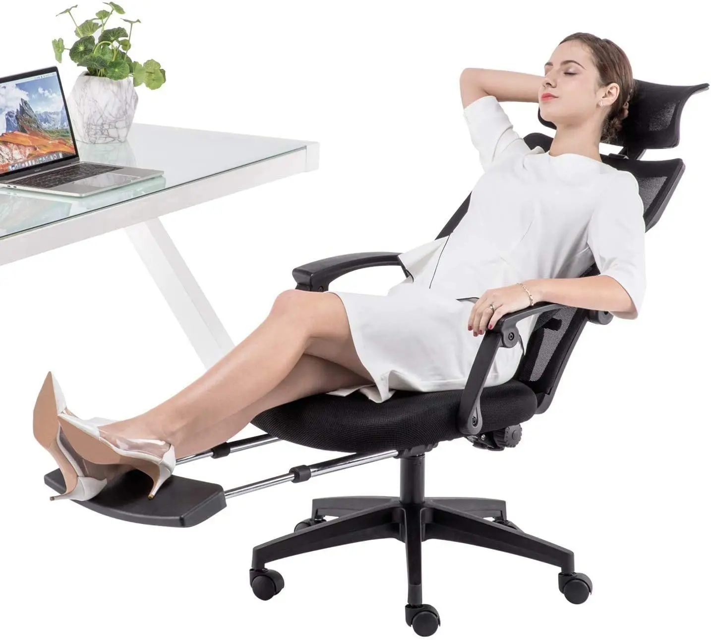 Office Chair Rotatable Armchair Ergonomic 140° Adjustable Computer Work ...