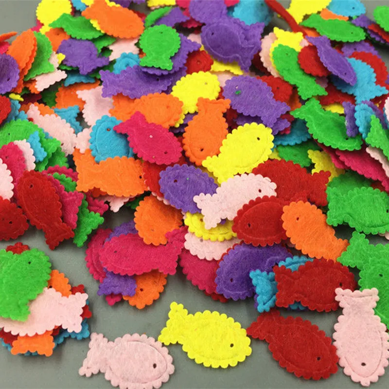 DIY 400pcs high quality Fish shape Felt Appliques Cardmaking decoration ...