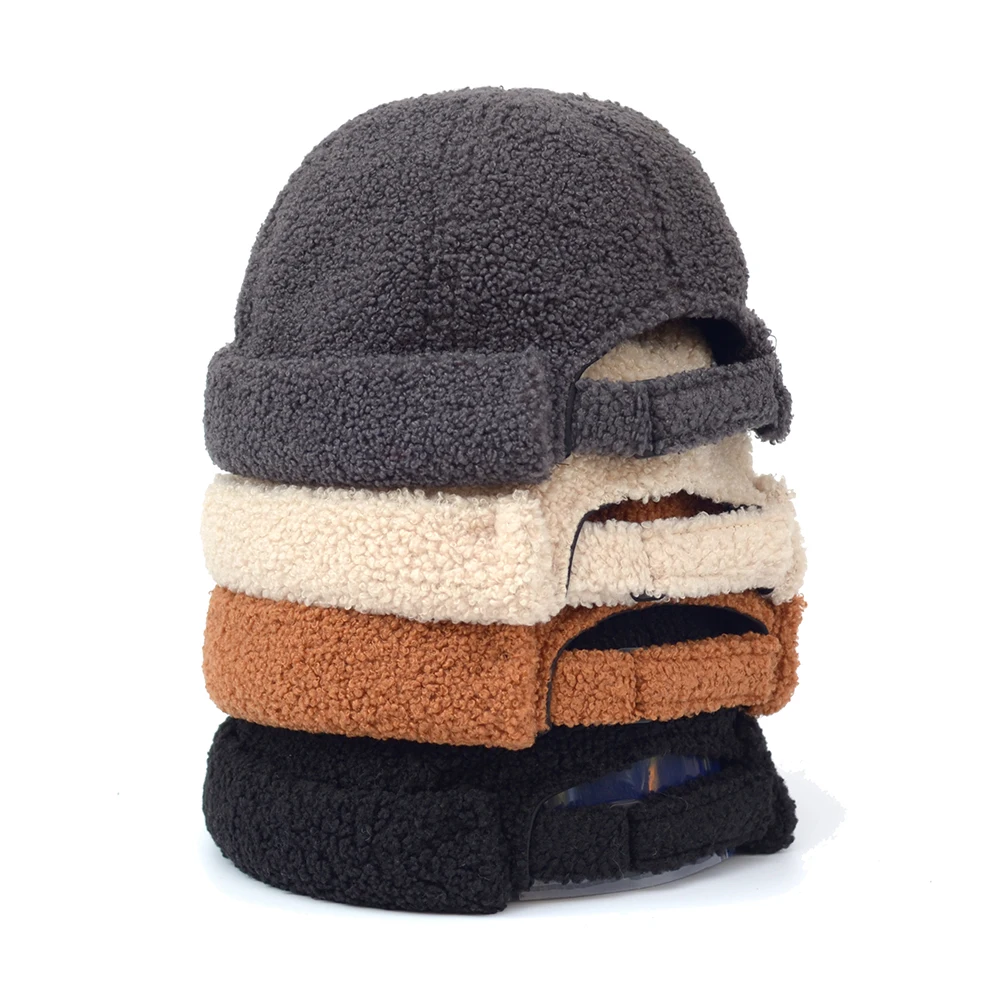 Winter-Warm-Thick-Cap-Women-Men-Faux-lamb-wool-Hat-Docker-Sailor-Biker ...