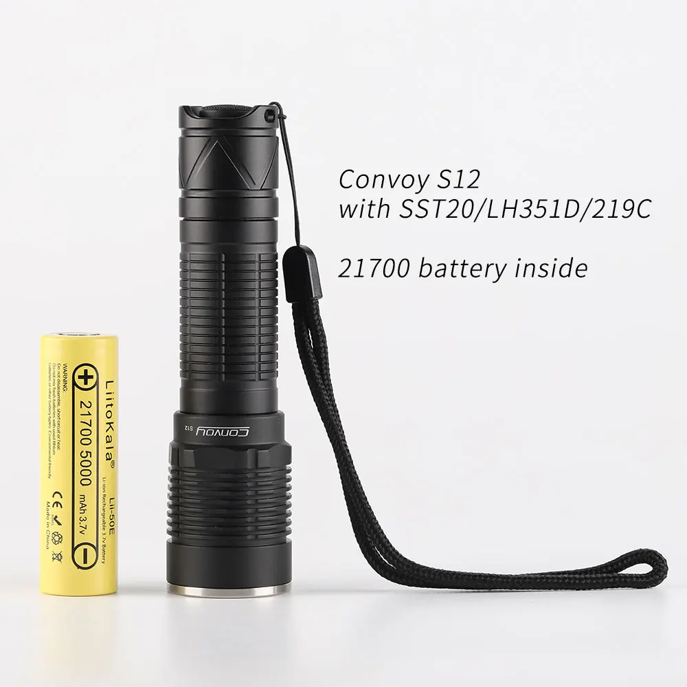 Convoy-S12-flashlight-with-luminus-sst20-nichia-219C-LH351D-with-21700 ...
