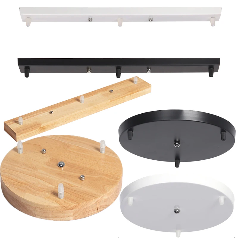 Chandelier Ceiling Mounted Plate 3 Heads Pendant Lamp Base Round Long ...