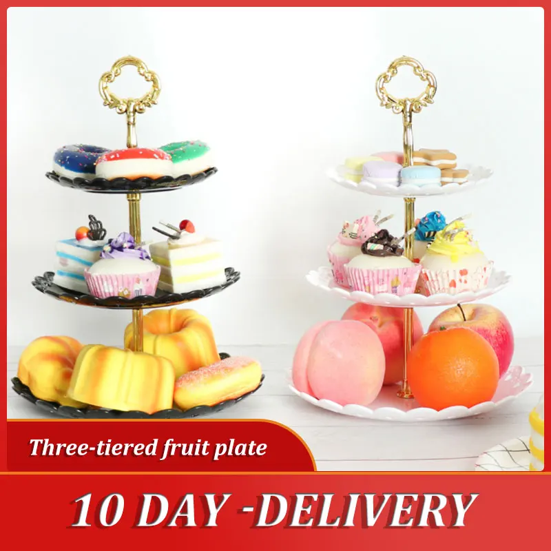 European Tray Holiday Party Three-layer Fruit Plate Dessert Candy Dish ...