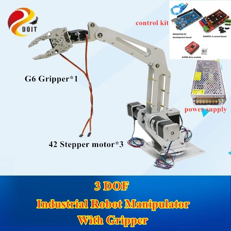 Industrial Robot Arm 3dof Axis Mechanical Manipulator With Gripper And ...