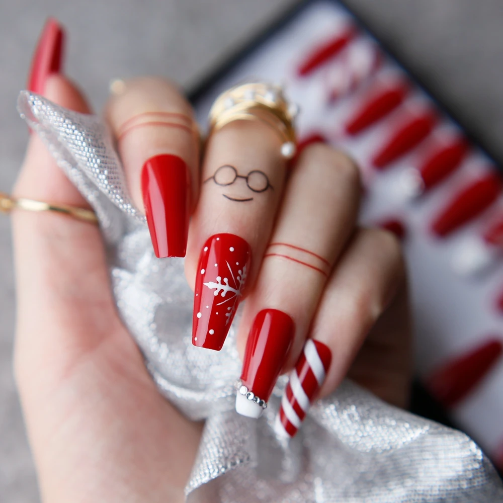 Candy Cane Acrylic Nails