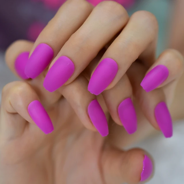 Hot Pink Matte Nails