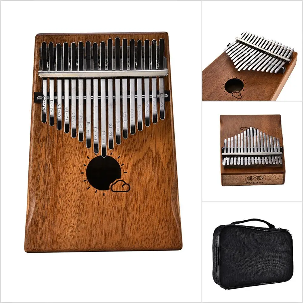 Kalimba Mbira de caoba de 17 teclas, piano de pulgar + bolsa, teclado ...