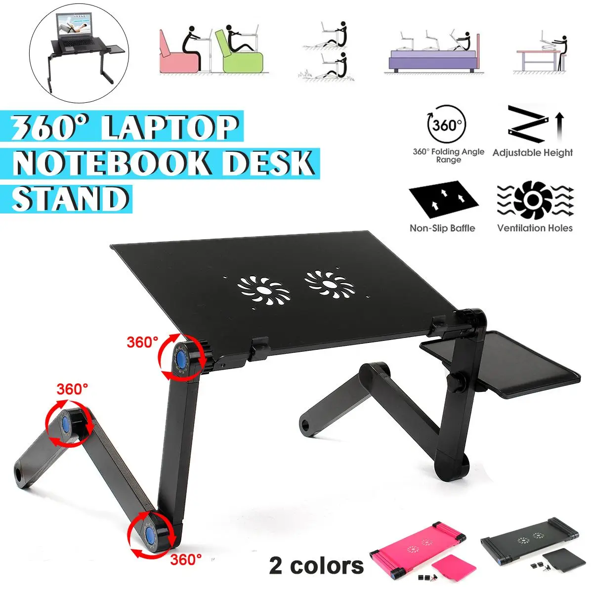 Portable Folding Laptop Table With Cooling Fan - GenieUs Shop