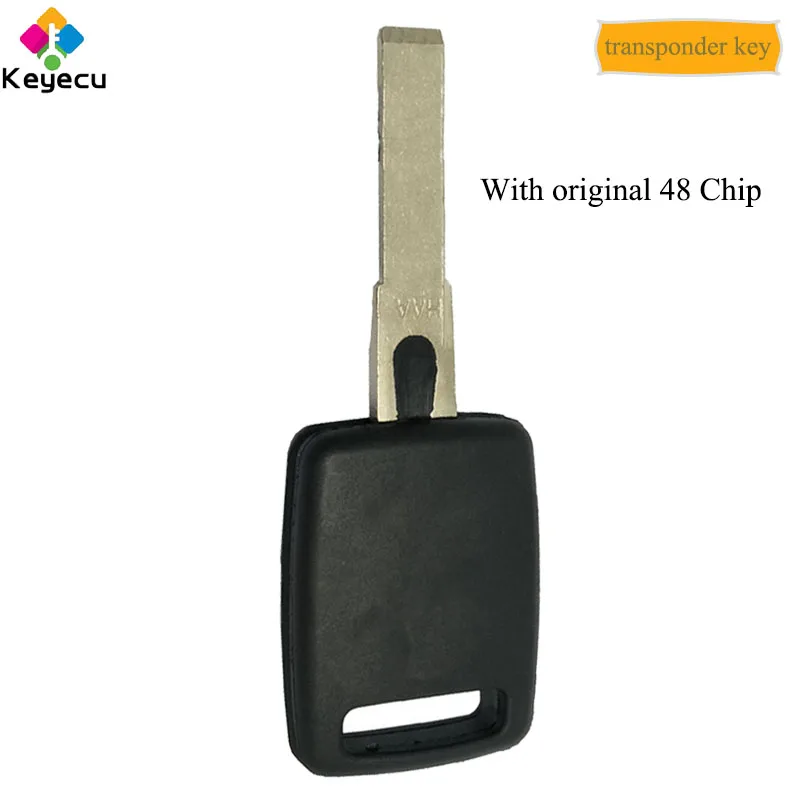 KEYECU Uncut Iginition Transponder Car Key With ID48 Chip & HU66 Blade ...