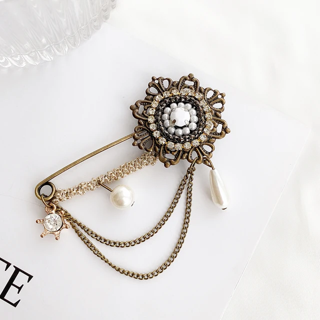 Luxury brand creative design camellia fabric brooch Fashion pearl coat ...