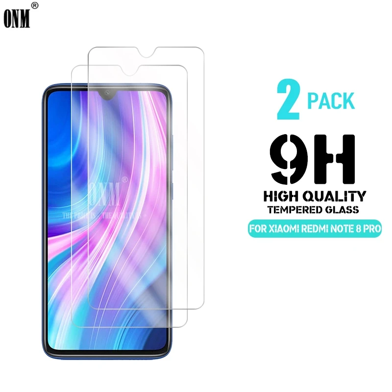 2 Pcs Tempered Glass For Xiaomi Redmi Note 10 9 9s 8 Pro Max Screen