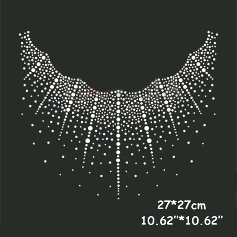 Neckline applique hot fix motif iron on crystal transfers design hot ...