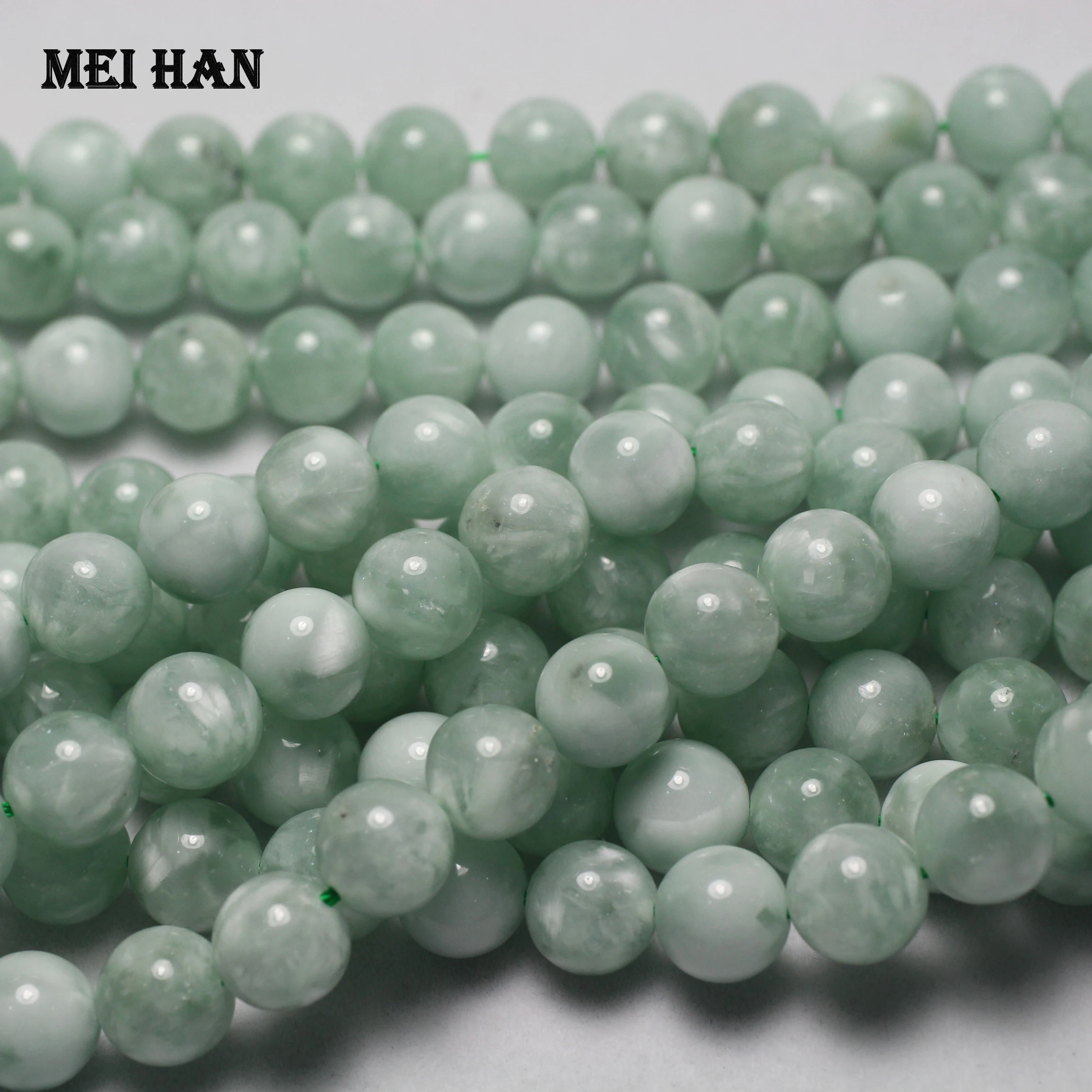 Meihan (2 strands/set) natural 6mm green Angelite smooth round charm ...