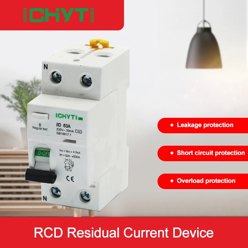 AC-2P-63A-30mA-RCD-230V-Residual-Current-Device-Differential-Breaker ...