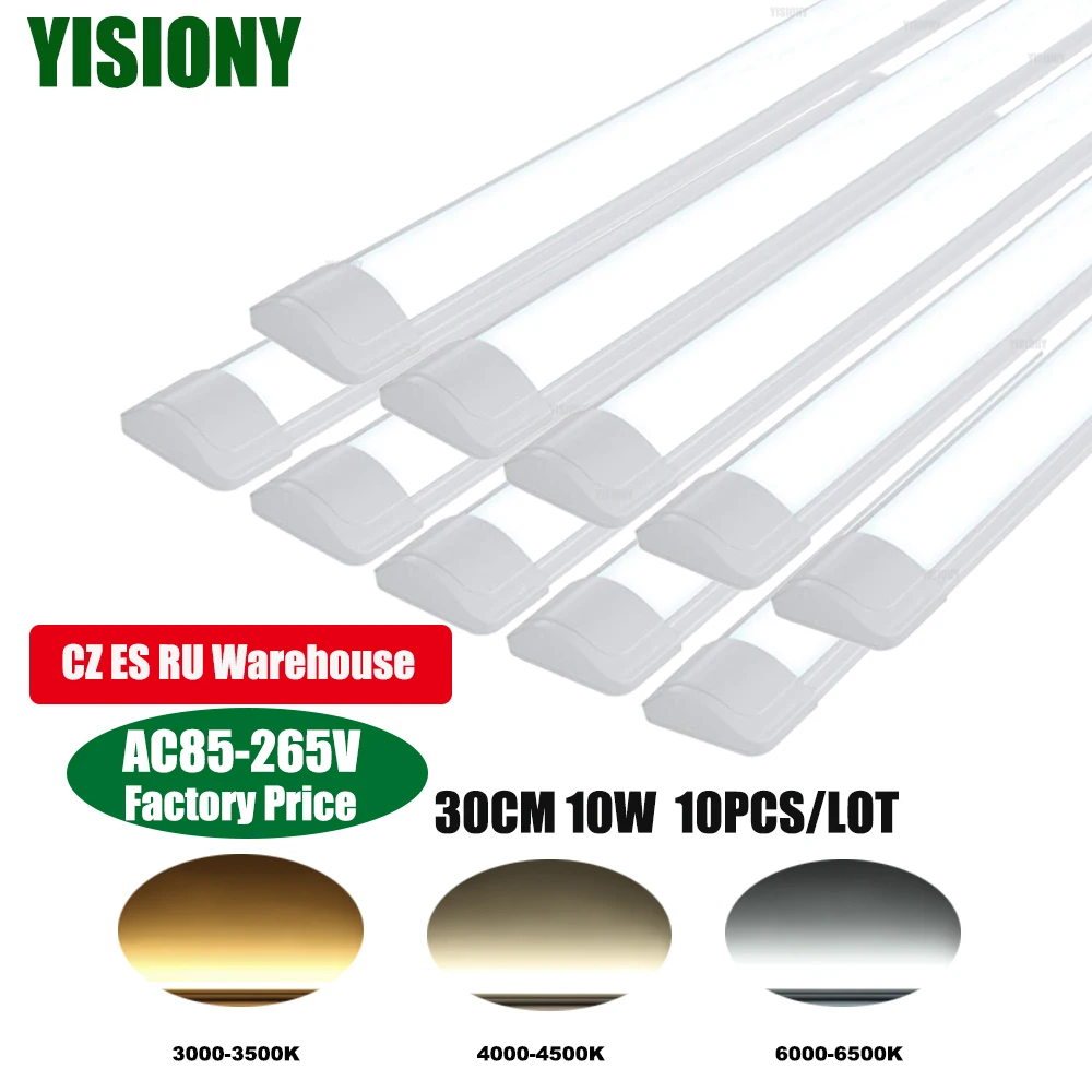 YISIONY-10PCS-30CM-10W-LED-Linear-Ceiling-Tube-Lighting-Purified ...