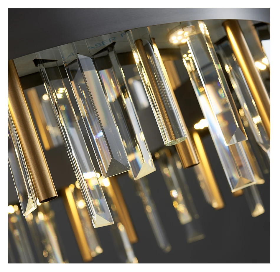 Lewor Aurous Gold/Titanium Black Crystal Chandelier - Lewoer Lighting