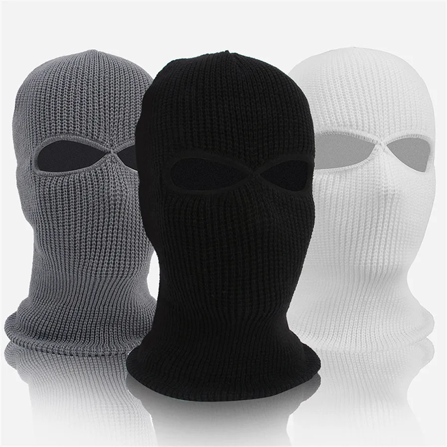 New Full Face Cover Mask Two 2 Hole Balaclava Knit Hat Army Tactical CS ...